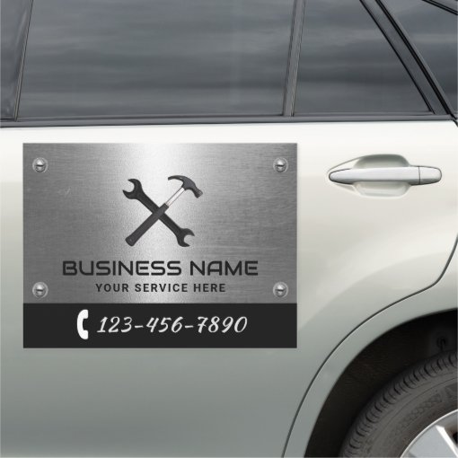 Handyman Repair Maintenance Service Faux Metal Car Magnet | Zazzle