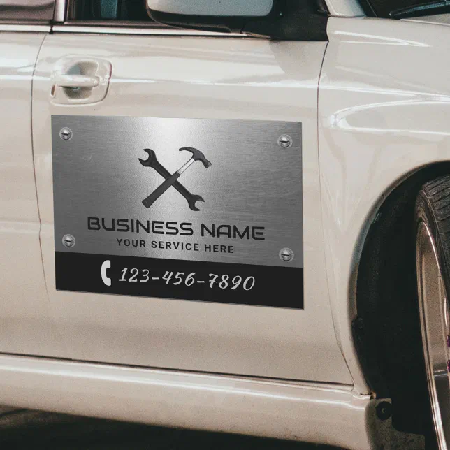 Handyman Repair Maintenance Service Faux Metal Car Magnet | Zazzle