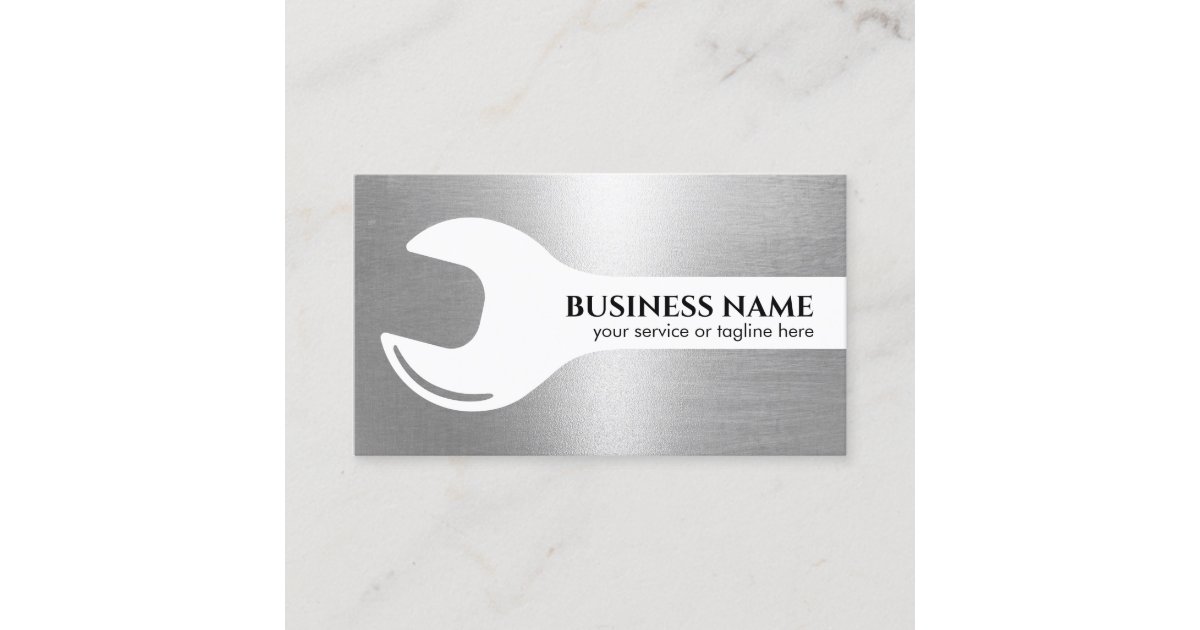 Handyman Repair Maintenance Service Modern Silver Business Card | Zazzle