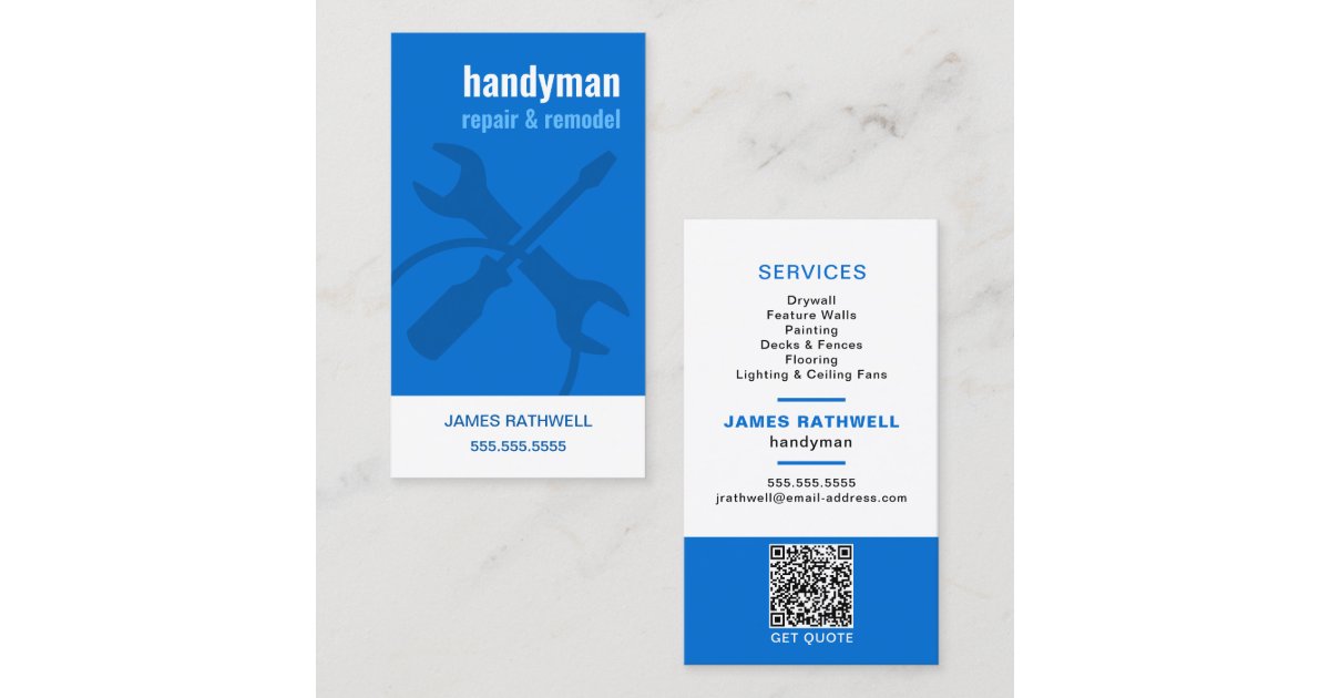 Handyman Repairs with QR Code Business Card | Zazzle
