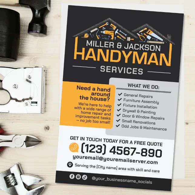 Handyman Services - Home Repair & Maintenance Flyer | Zazzle