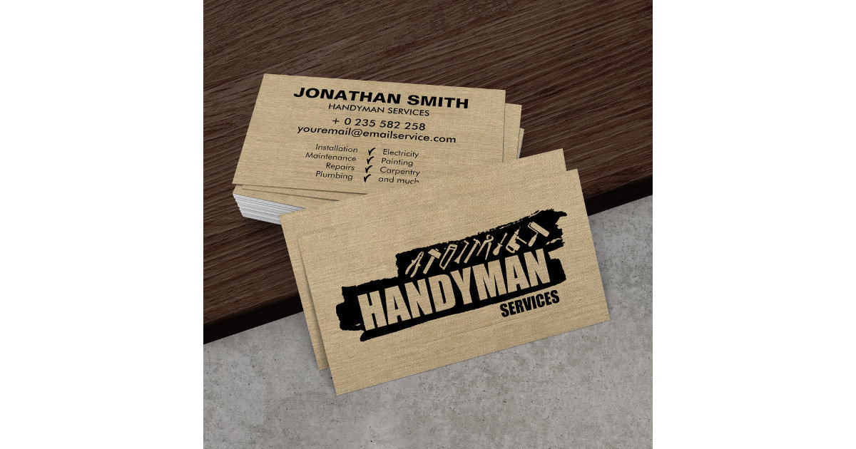 Handyman services simple black business card | Zazzle