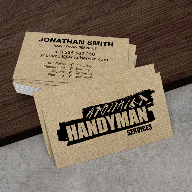 Handyman services simple black business card | Zazzle