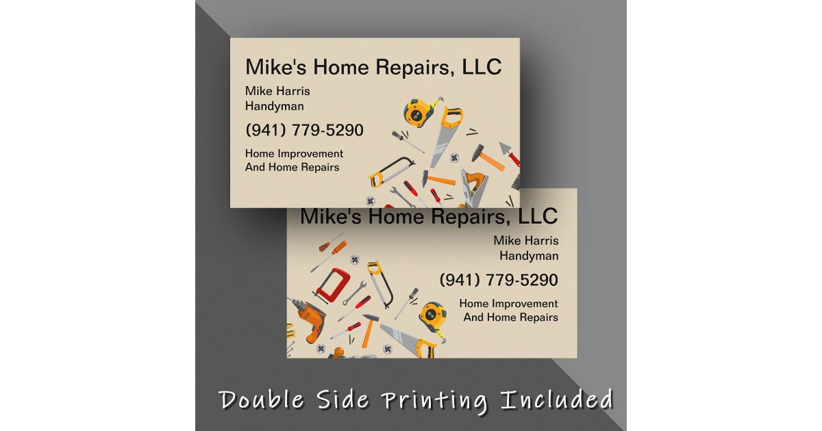 Handyman Services Tools Two Side Business Card | Zazzle