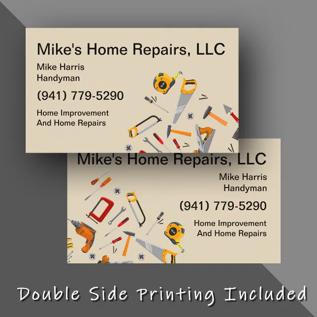 Handyman Services Tools Two Side Business Card | Zazzle