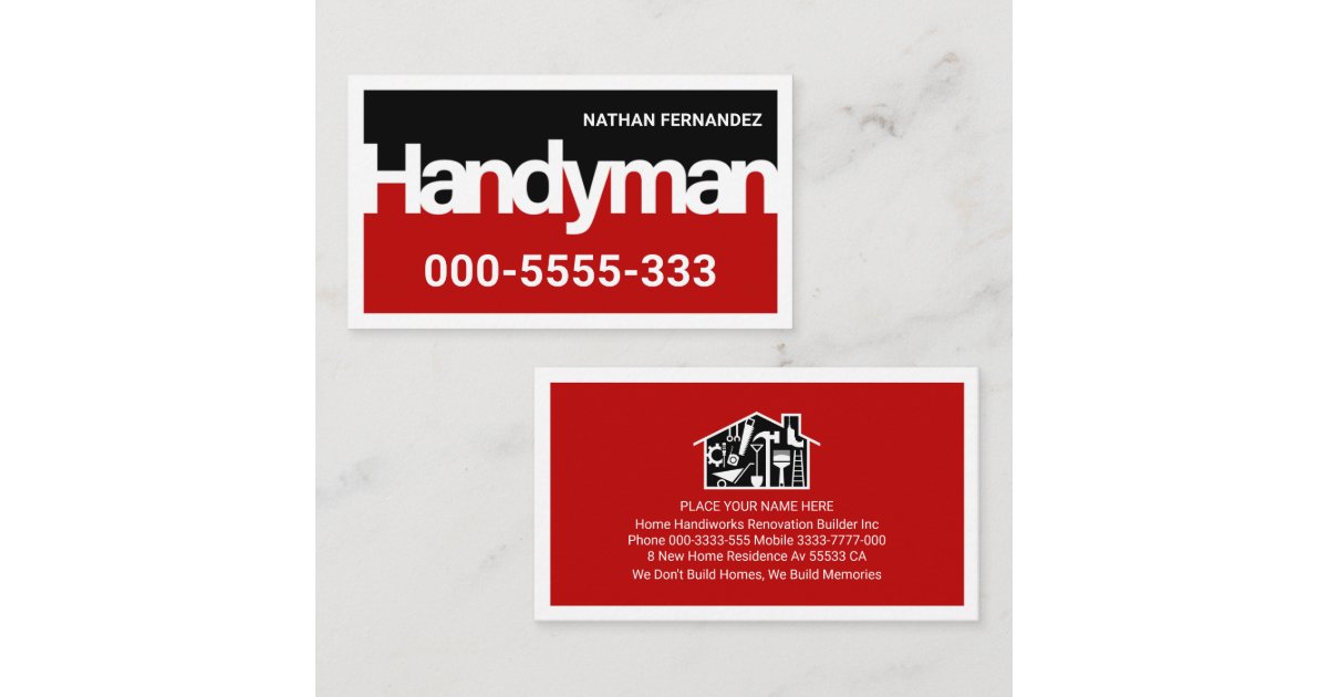 Handyman Signage Frame Builder Business Card | Zazzle