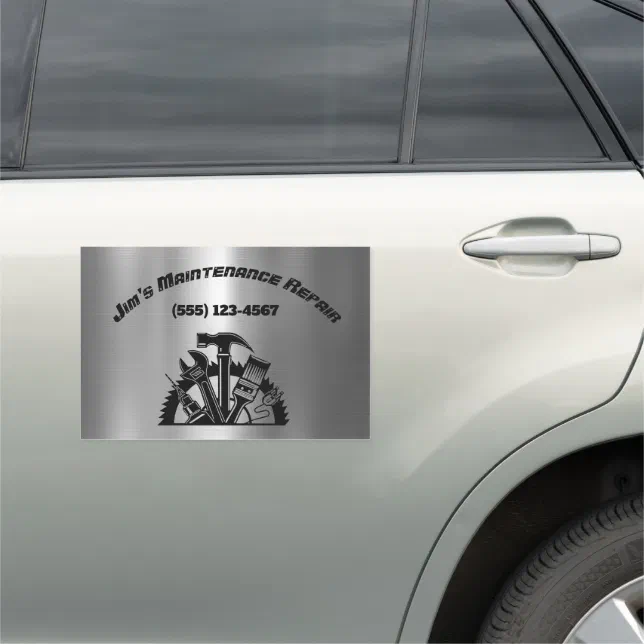 Handyman Steel Maintenance Repair Service Business Car Magnet | Zazzle
