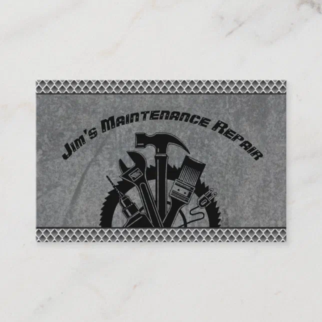 Handyman Steel Plate Maintenance Repair Service Business Card | Zazzle