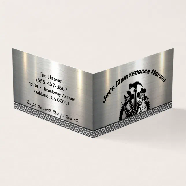 Handyman Steel Plate Maintenance Repair Service Business Card | Zazzle