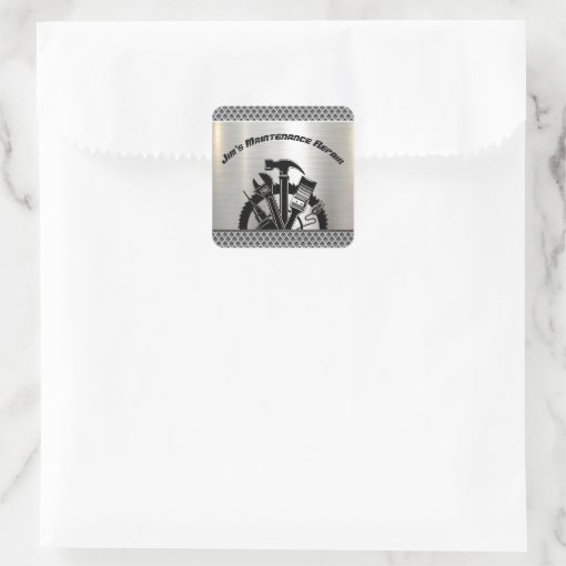 Handyman Steel Plate Maintenance Repair Service Square Sticker | Zazzle