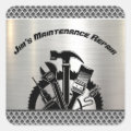Handyman Steel Plate Maintenance Repair Service Square Sticker | Zazzle