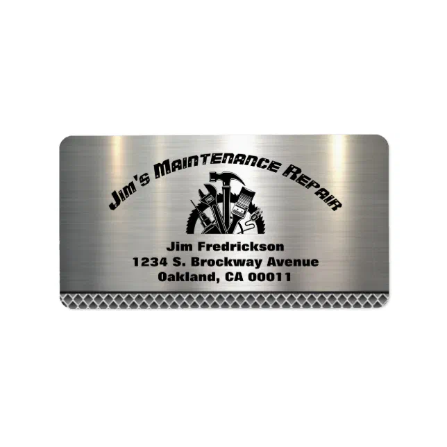 Handyman Steel Plate Maintenance Service Address Label | Zazzle