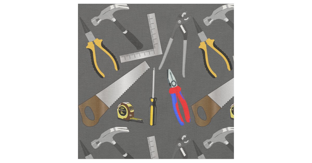 Handyman Tool Pattern Fabric | Zazzle