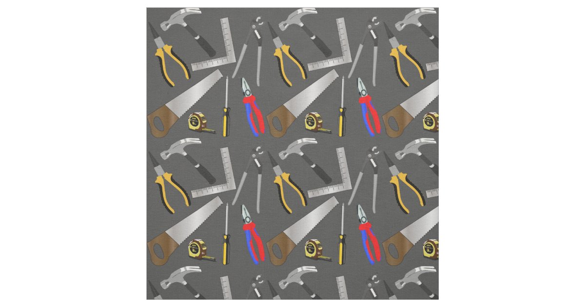 Handyman Tool Pattern Fabric | Zazzle