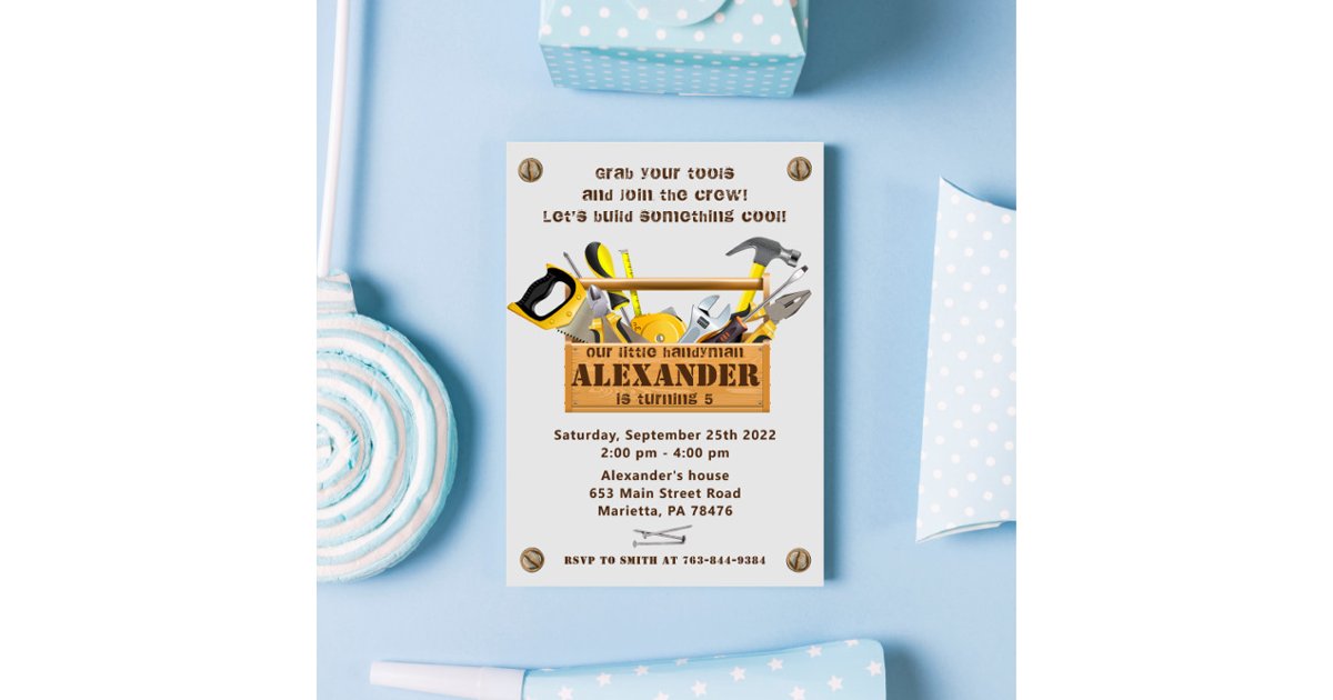 Handyman Tools and Gadgets Birthday Party Invitati Invitation | Zazzle
