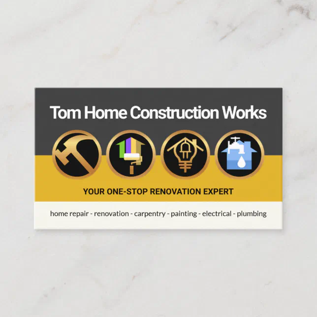 Handyman Tools Color Layer Construction Contractor Business Card | Zazzle