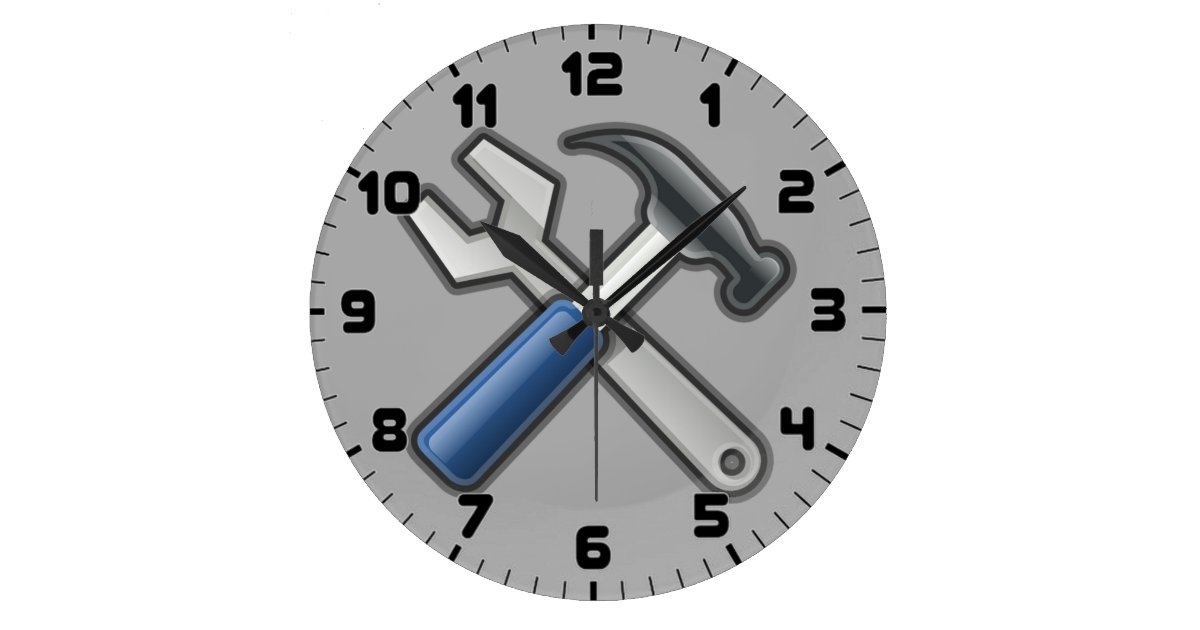 Handyman Tools Hammer and Wrench Wall Clock | Zazzle.com