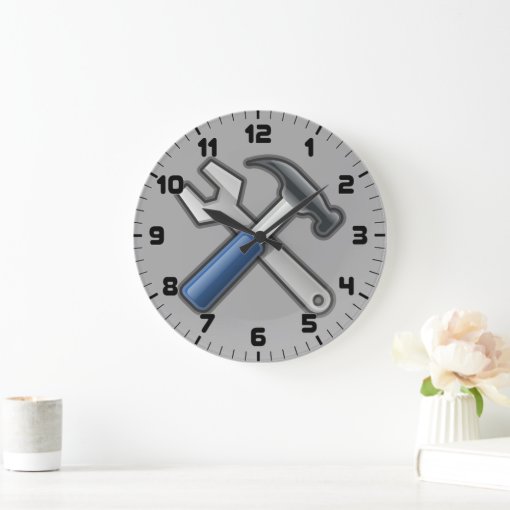 Handyman Tools Hammer and Wrench Wall Clock | Zazzle