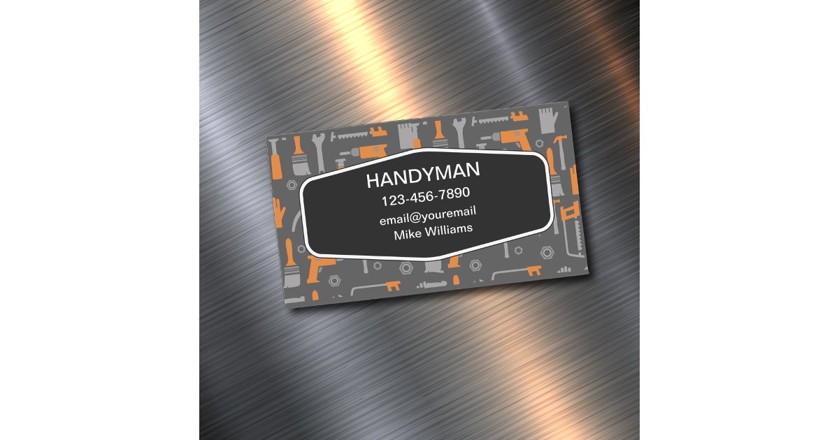 Handyman Tools Theme Magnetic Business Cards | Zazzle