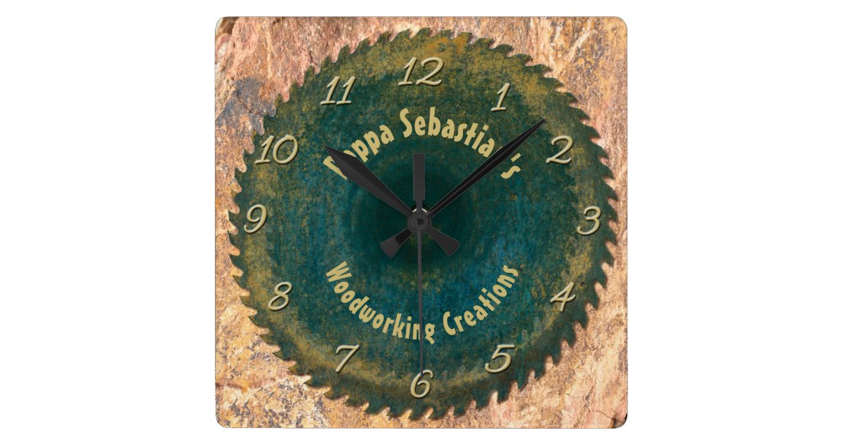 Handyman Woodworking Rustic Saw Blade Template Square Wall Clock ...