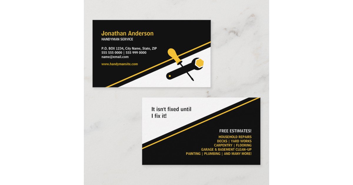Handyman Working Tools Mechanic business card | Zazzle