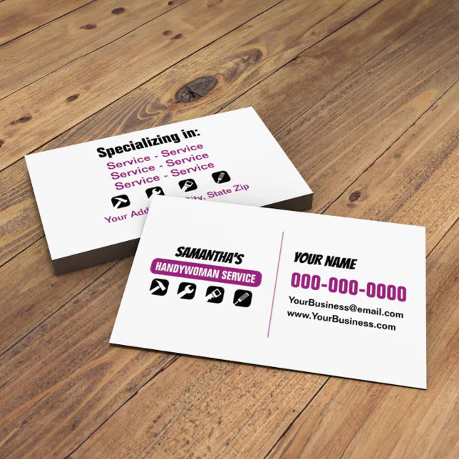 Handywoman Service Double Sided Business Card | Zazzle