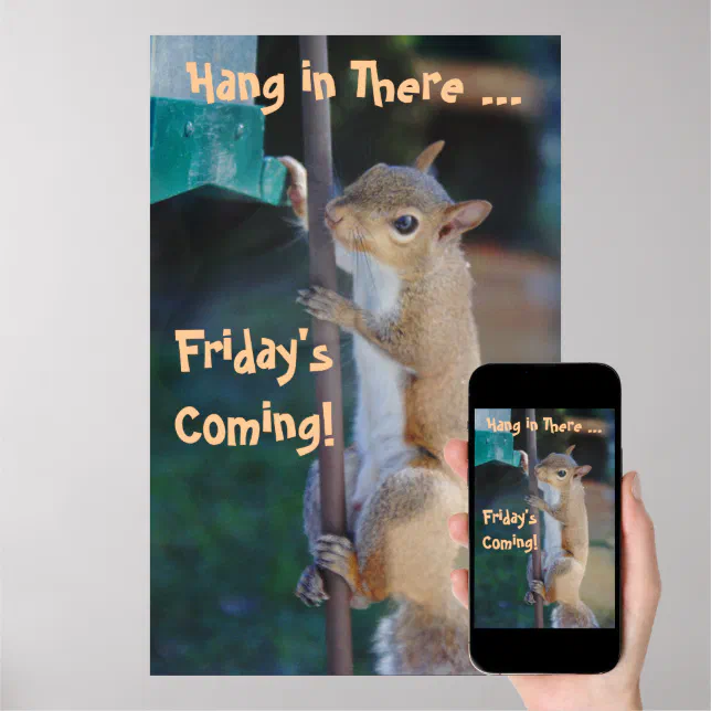 Hang in There, Friday'sComing! Squirrel Poster | Zazzle