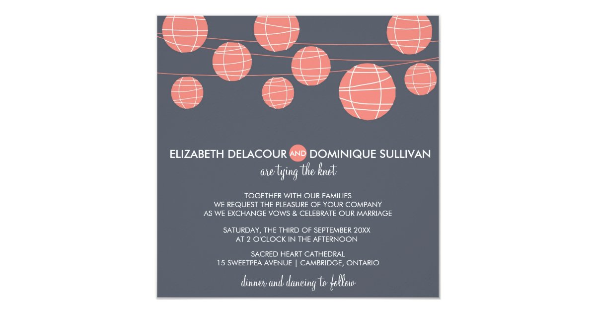 Hanging Chinese Paper Lanterns Wedding Invitation | Zazzle.com