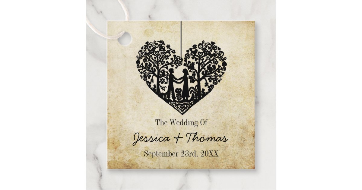 Hanging Heart Tree Vintage Wedding Collection Favor Tags | Zazzle
