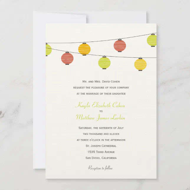 Hanging Lanterns Wedding Invitation | Zazzle