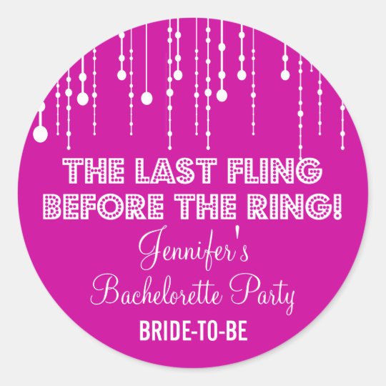 Hanging Lights Bachelorette Party Round Sticker | Zazzle.com