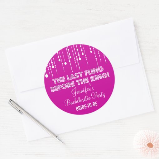 Hanging Lights Bachelorette Party Round Sticker | Zazzle
