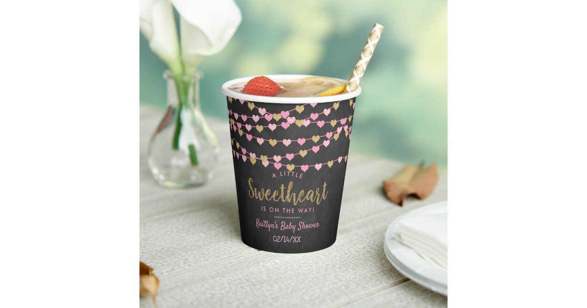 Hanging Love Hearts Little Sweetheart Baby Shower Paper Cups | Zazzle