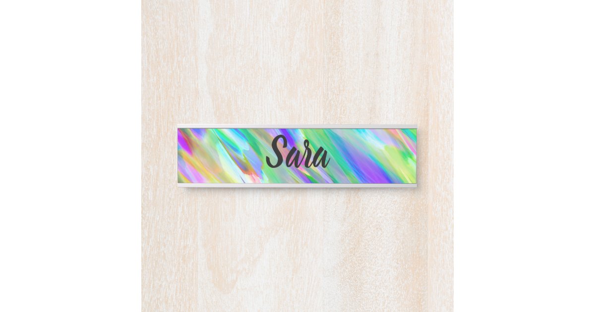 Hanging Name Plate Colorful digital art splashing | Zazzle