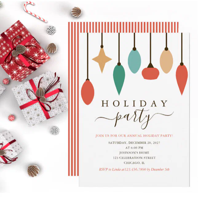 Hanging Ornaments Christmas Party Invitation | Zazzle