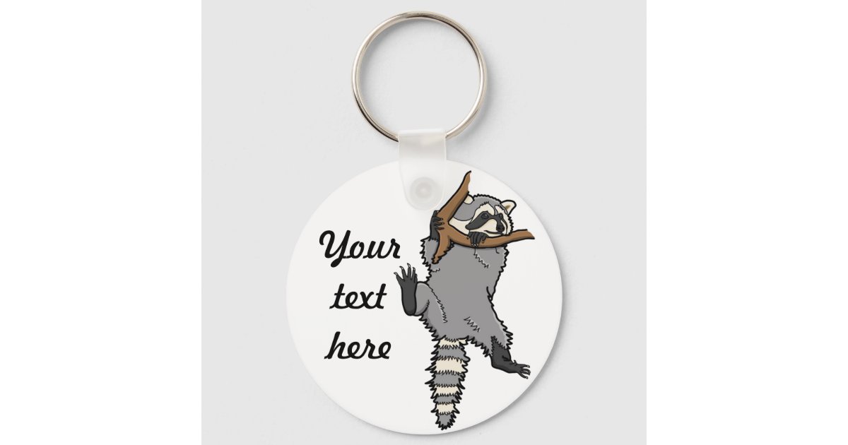 Hanging raccoon personalised keychain | Zazzle