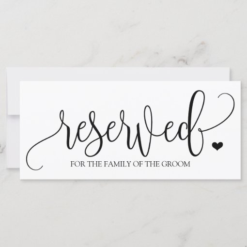 Hanging Reserved Sign | Rustic Calligraphy (Black) | Zazzle