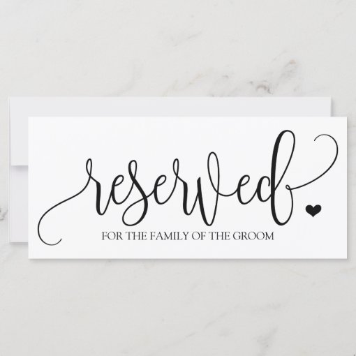 Hanging Reserved Sign | Rustic Calligraphy (Black) | Zazzle