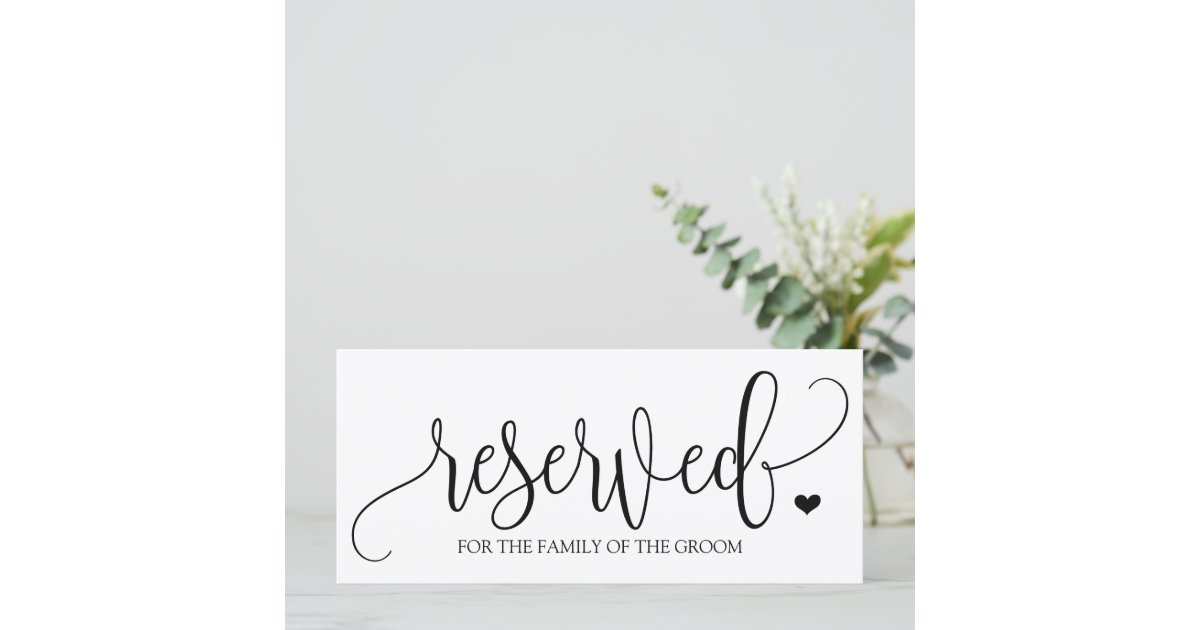 Hanging Reserved Sign | Rustic Calligraphy (Black) | Zazzle