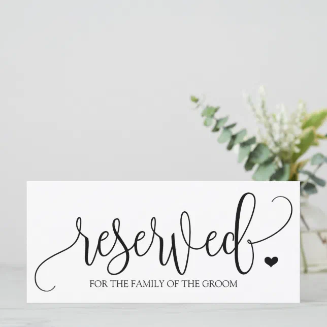 Hanging Reserved Sign | Rustic Calligraphy (Black) | Zazzle