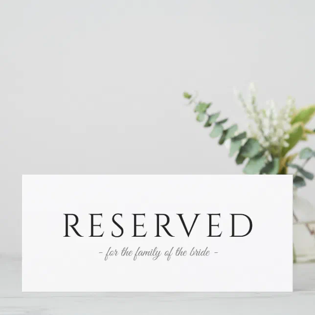Hanging Reserved Simple Typography Wedding Sign Invitation | Zazzle