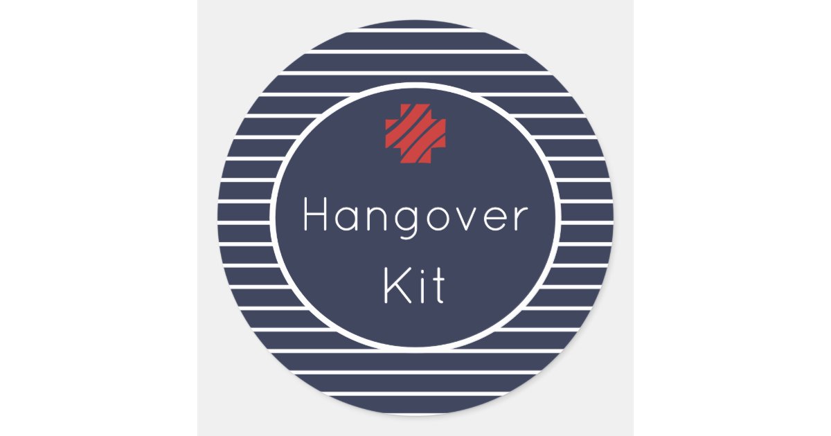 Hangover Kit Navy and White Striped Stickers | Zazzle