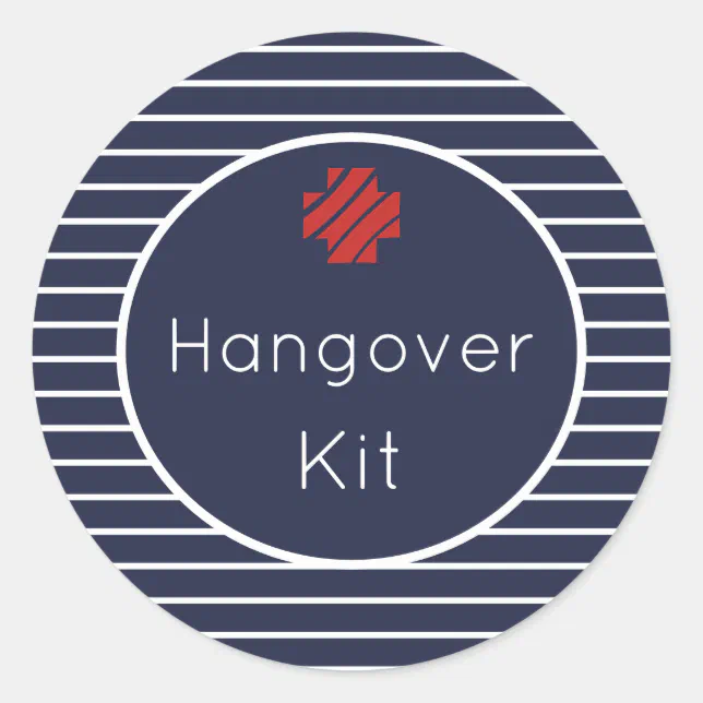 Hangover Kit Navy and White Striped Stickers | Zazzle