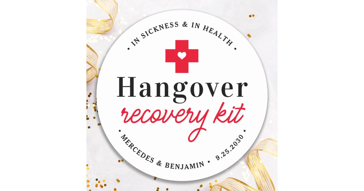 Hangover Recovery Kit Personalized Wedding Favor Classic Round Sticker ...