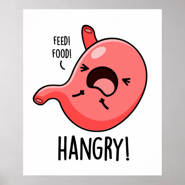 Hangry Funny Hungry Angry Stomach Pun Poster | Zazzle