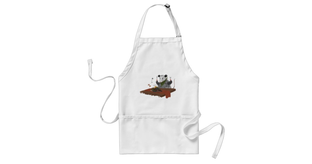 Hangry Opossum Feasts on Garbage Apron | Zazzle