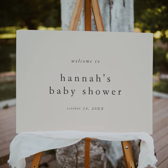 HANNAH Vintage Simple Baby Shower Welcome Sign | Zazzle