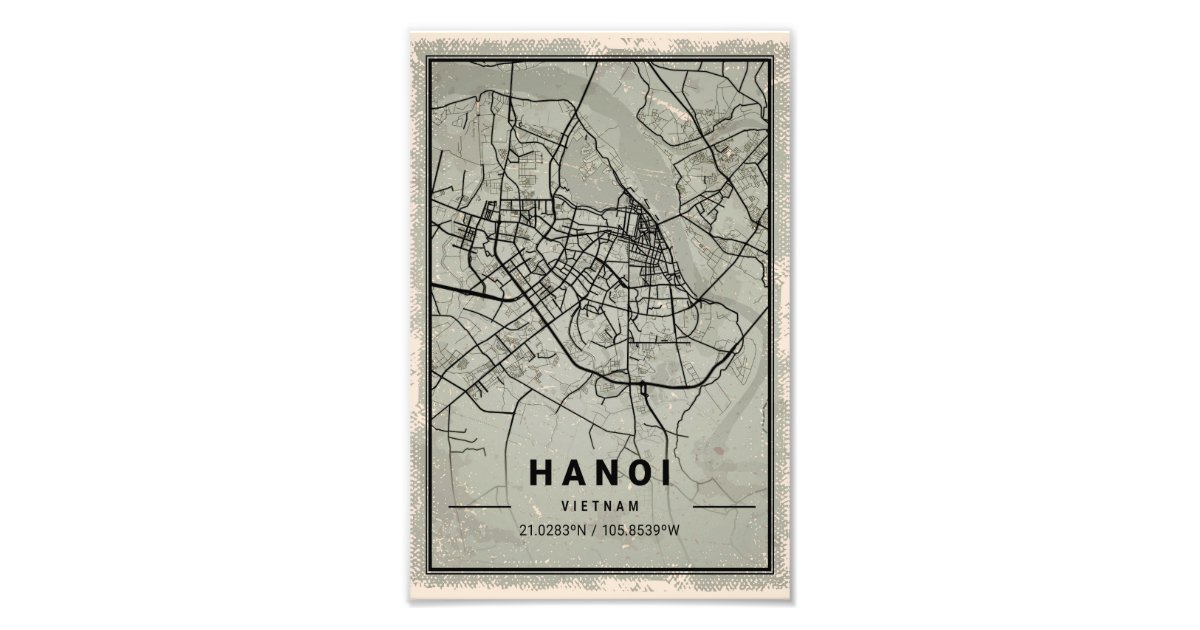 Hanoi vietnam map print poster canvas | Zazzle