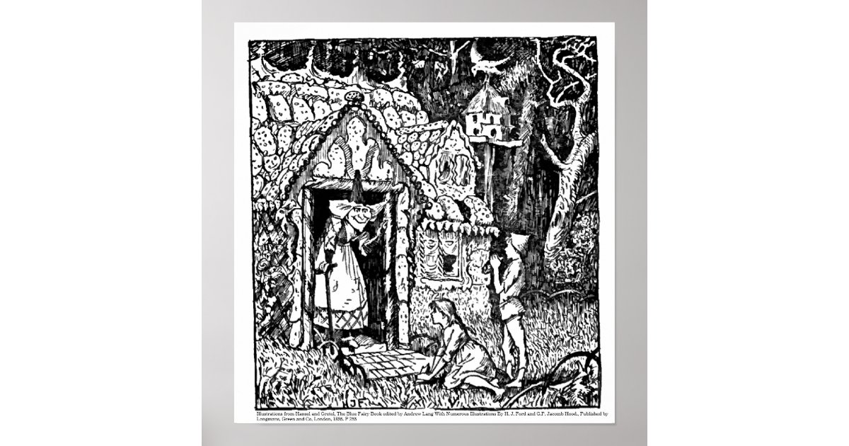 Hansel and Gretel, The Blue Fairy Book Poster | Zazzle