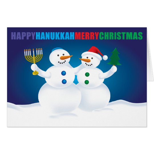 Hanukkah Christmas Snowmen Card | Zazzle.com